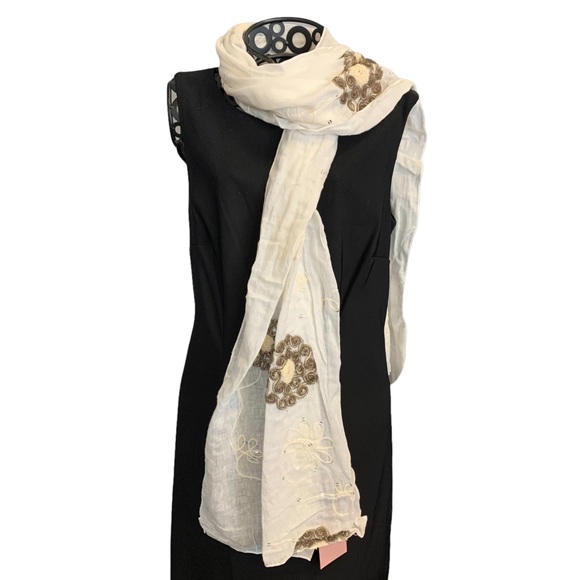 Tickled Pink | Accessories | Tickled Pink Embroidered Wrap Scarf In Off ...